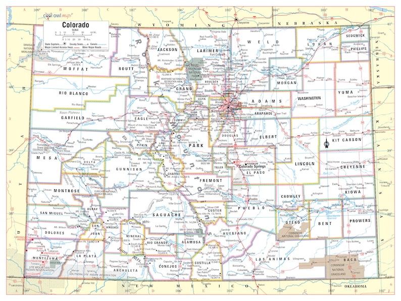 Colorado State Wall Map Large Print Poster - Etsy