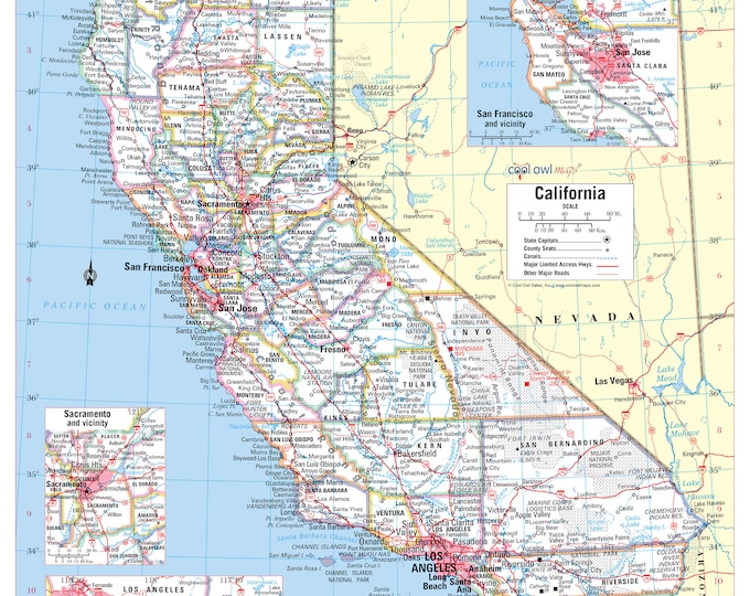 California State Wall Map Large Print Poster - 24"x30" - Etsy