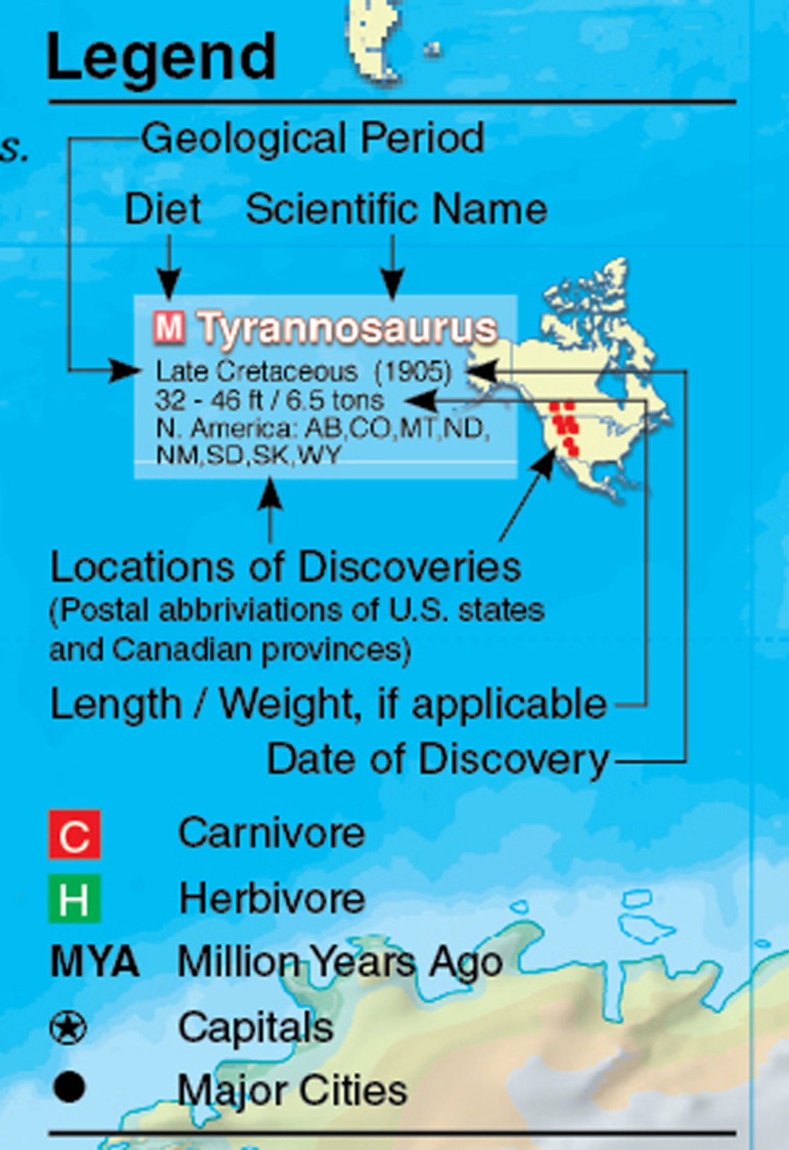 World of the Dinosaurs Wall Map Poster 36x24 - Etsy