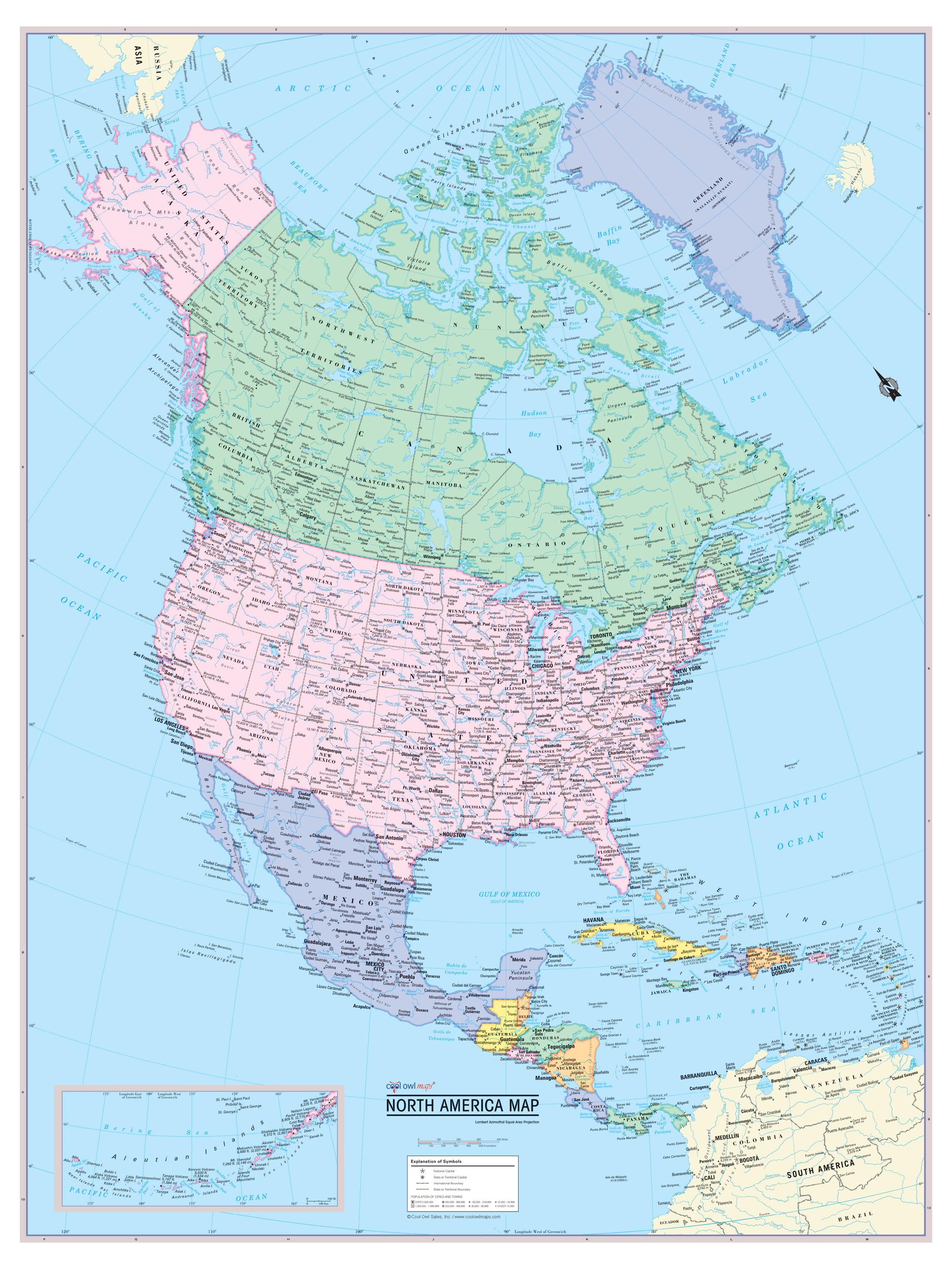 North America Continent Map Wall Poster - Etsy