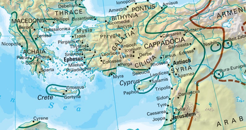 Early Christianity Map: Seven Churches of Asia Minor Poster (36"x18 ...