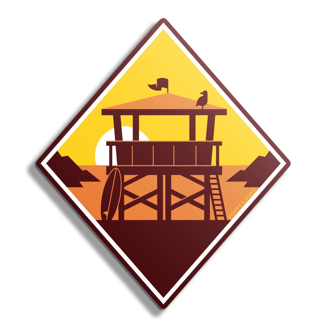 Sunset Lifeguard Station Sticker | Waterproof Vinyl Sticker - Etsy