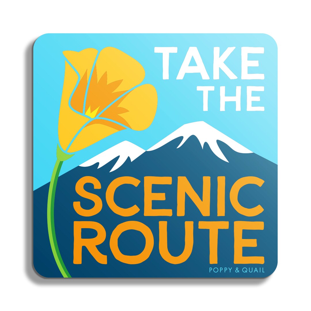 Take the Scenic Route Mountain Sticker | Waterproof Vinyl Sticker - Etsy