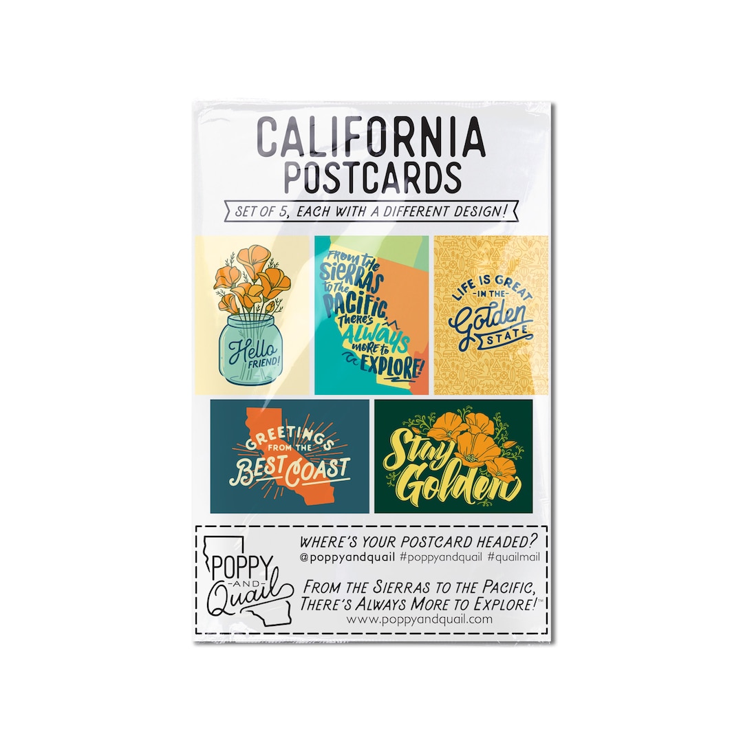California Postcards Set: Golden State Designs - Etsy