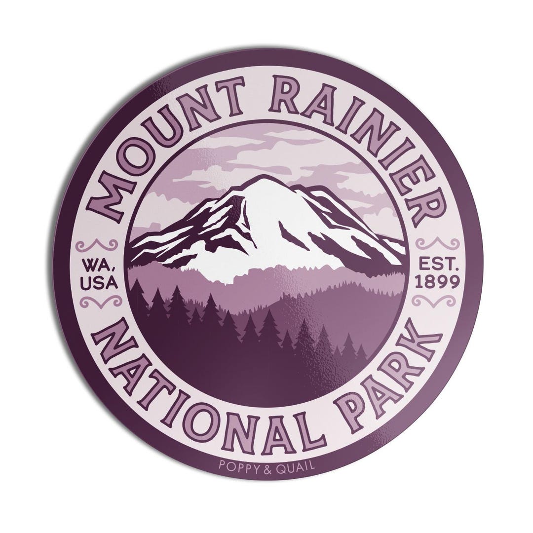 Mount Rainier National Park Emblem Sticker | Waterproof Vinyl Sticker ...