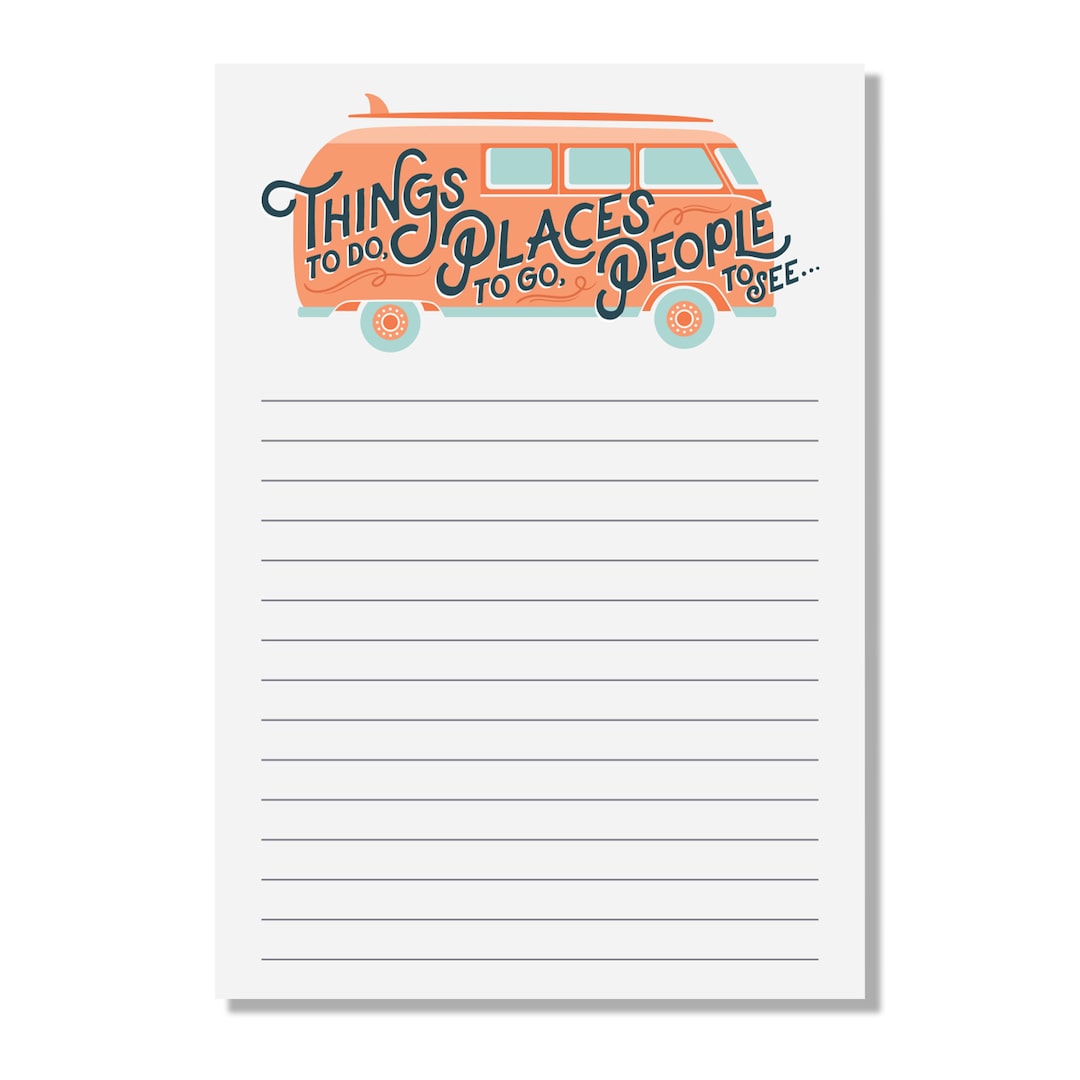 Pink Retro VW Bus Lined Notepad | 4x6, 50 Pages - Etsy
