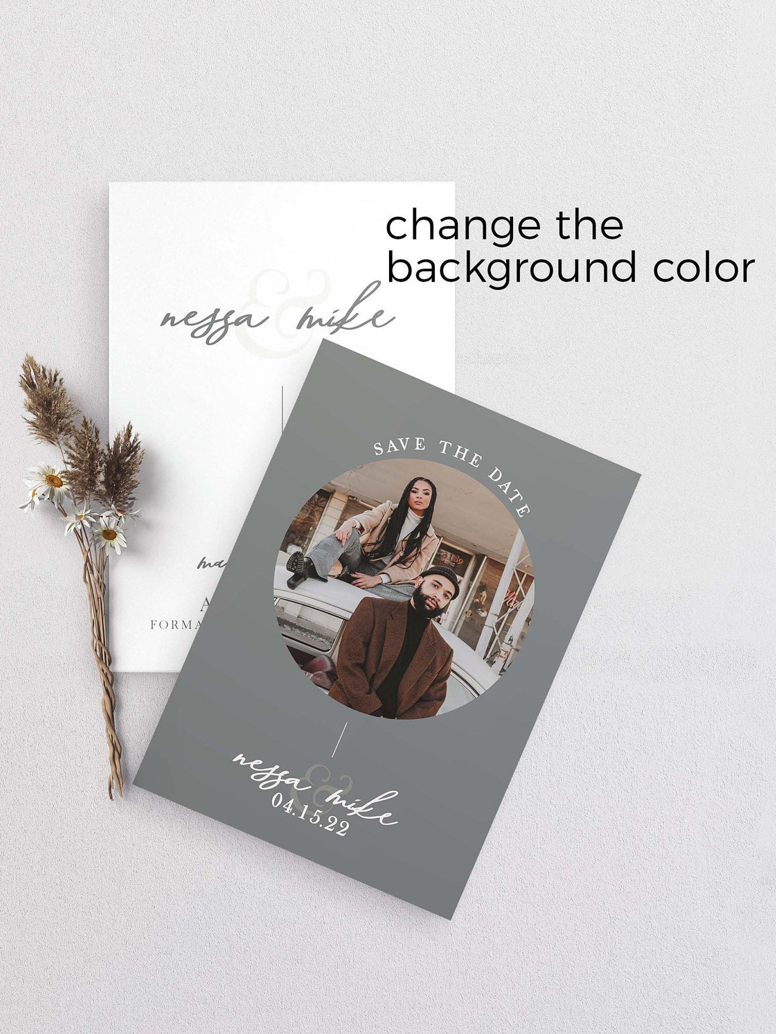 Mod Photo Save the Date Template, Modern Round Save the Date, Boho ...