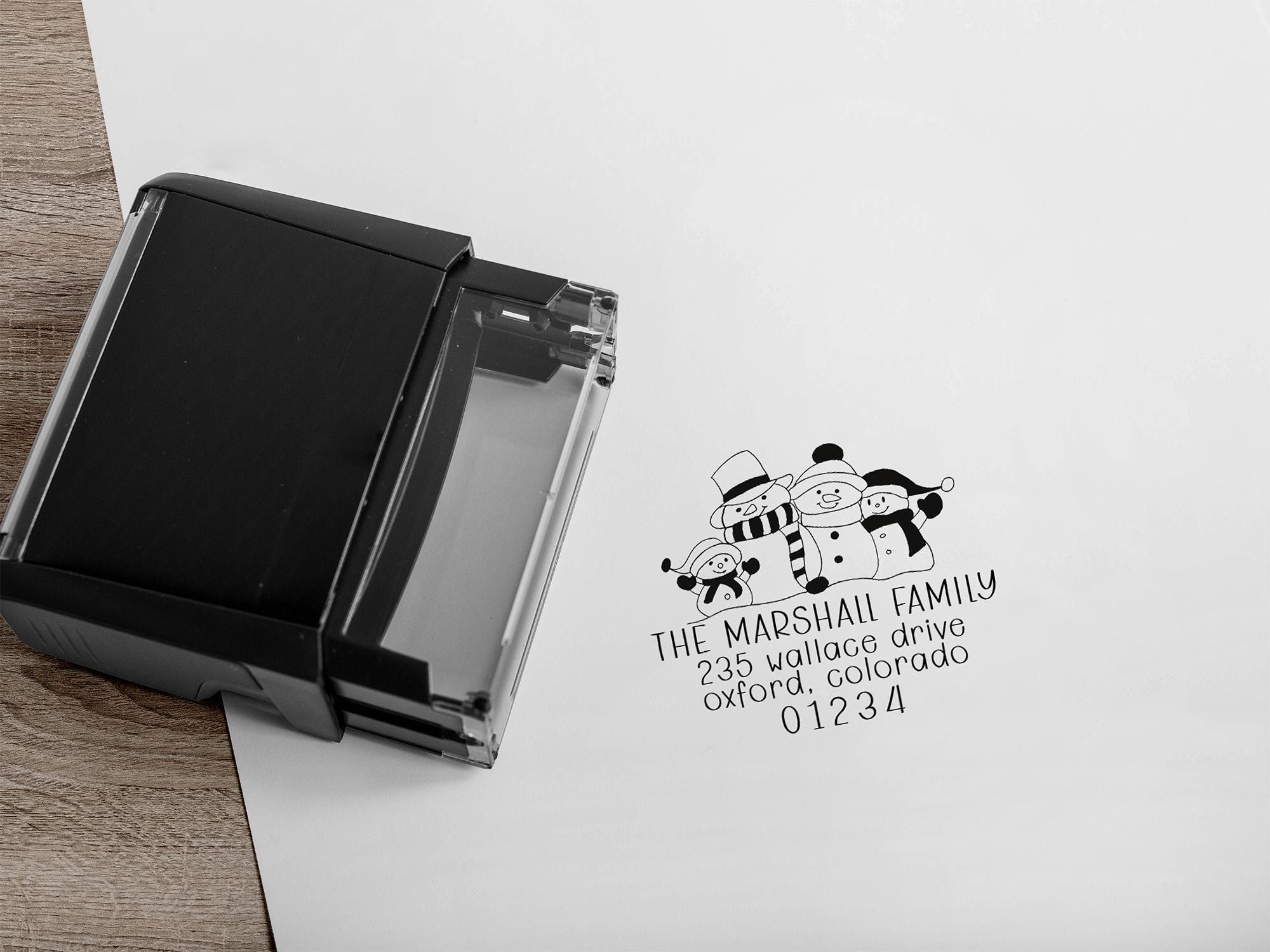 Custom Snowman Family Return Address Stamp: Wood Mounted or Self-inking ...