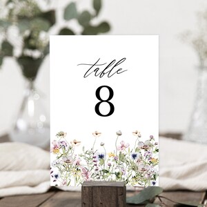 Wildflower Table Numbers Template, Cottage Garden Table Numbers, Garden ...