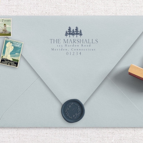 Custom Evergreens Return Address Stamp Wood Mounted Rubber - Etsy