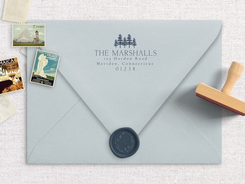 Custom Evergreens Return Address Stamp Wood Mounted Rubber - Etsy