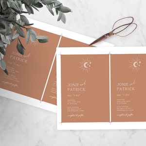 Sun Moon Stars Wedding Invitation, Celestial Wedding Invite Template ...