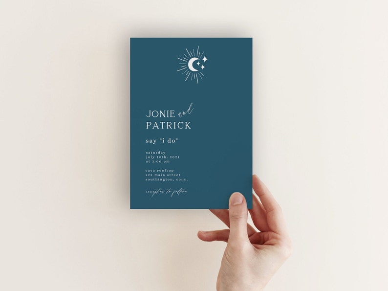 Sun Moon Stars Wedding Invitation Celestial Wedding Invite - Etsy