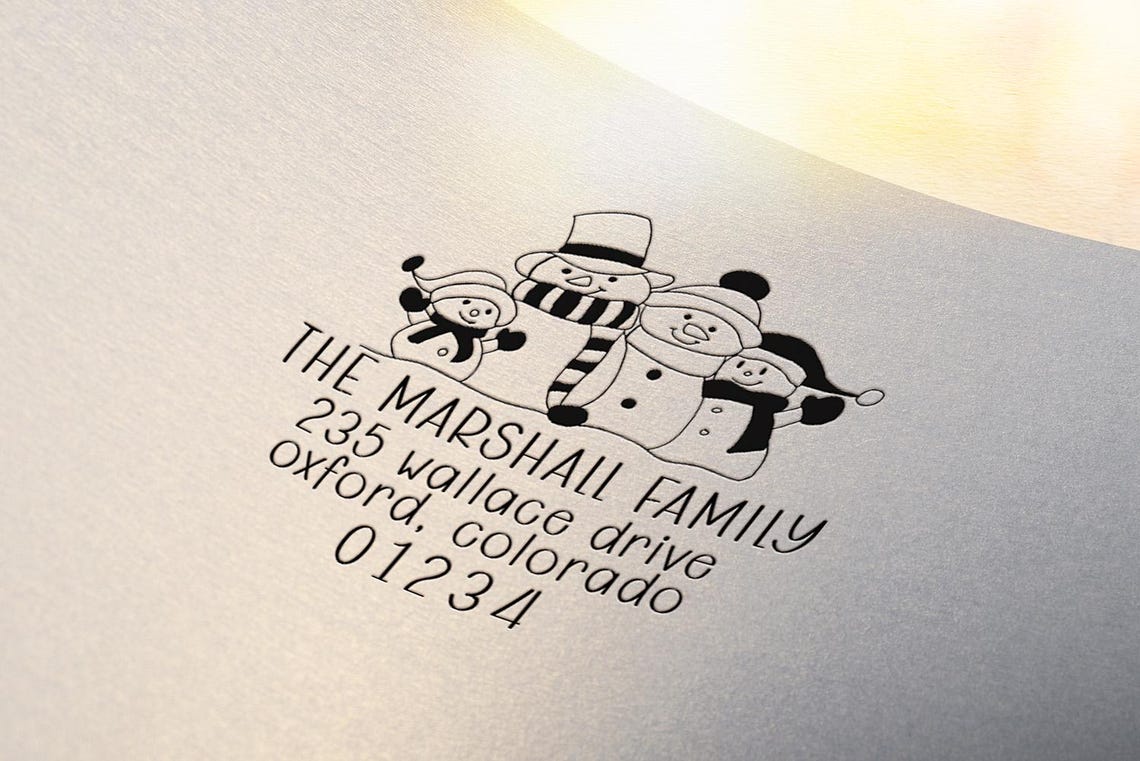 Custom Snowman Family Return Address Stamp: Wood Mounted or Self-inking ...