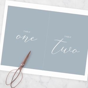 Script Table Number Template Classic Romantic Printable Wedding Table ...