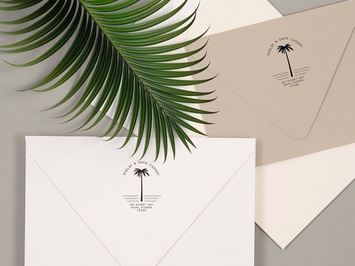 Custom Palm Tree Return Address Stamp Wood Mounted Rubber - Etsy