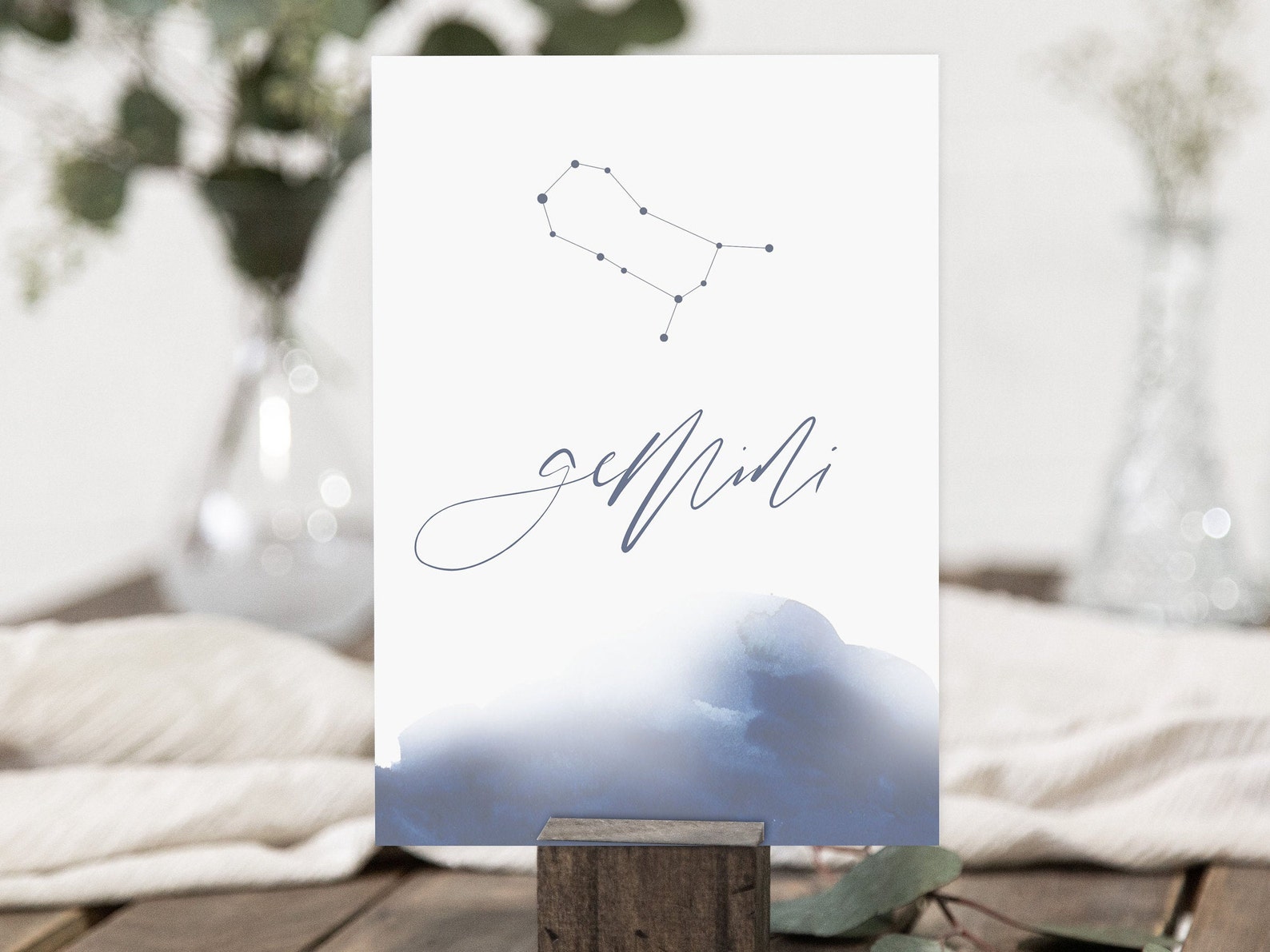 Celestial Watercolor Table Numbers Template, Zodiac Table Number ...