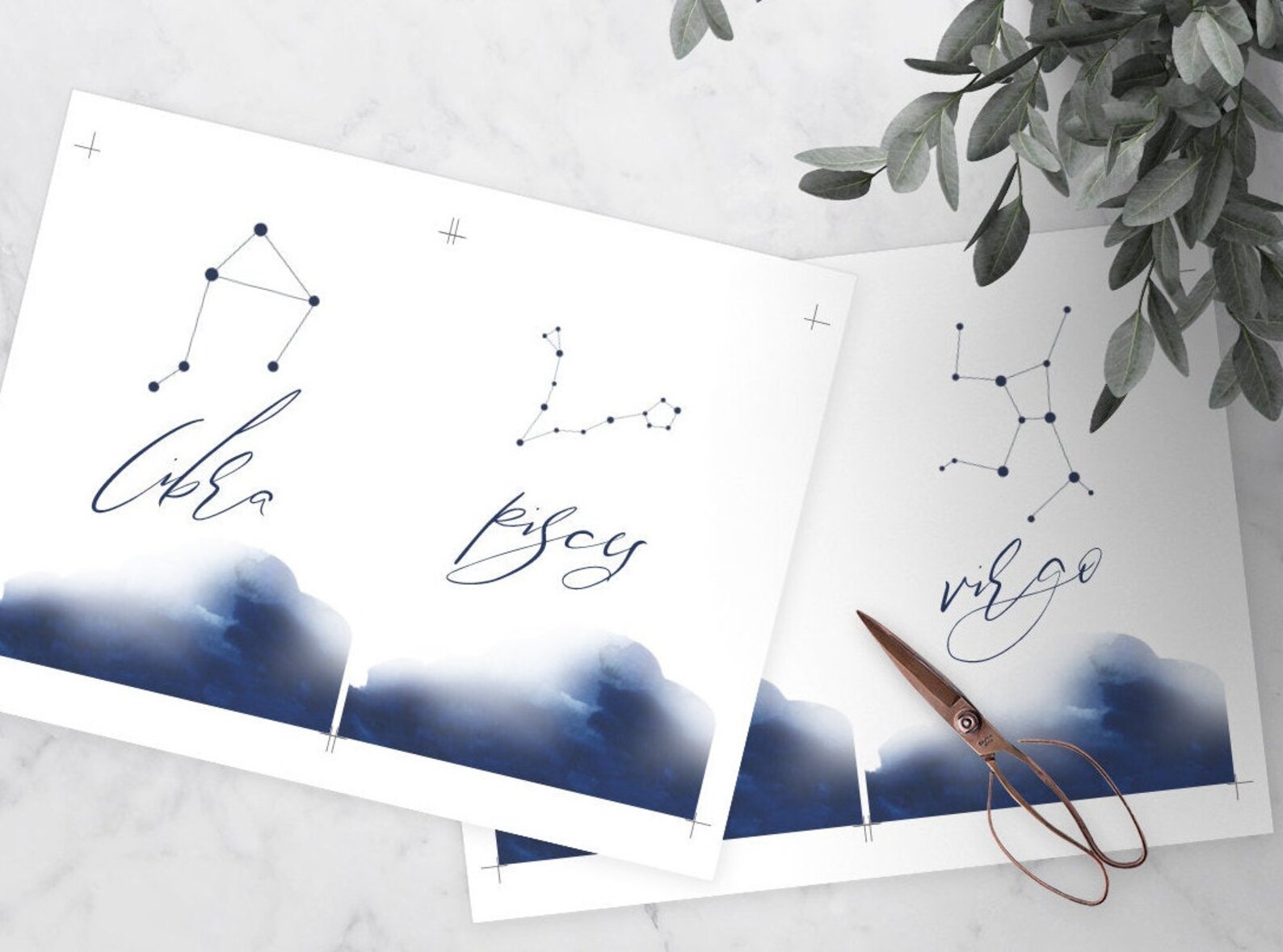 Celestial Watercolor Table Numbers Template, Zodiac Table Number ...