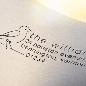 Custom Bird Line Art Return Address Stamp, Wood Mounted Rubber Address ...