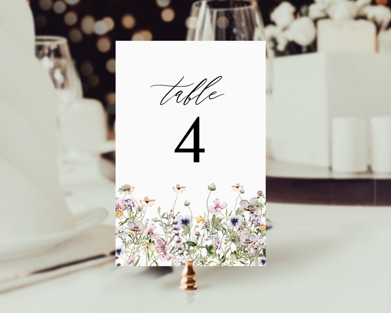 Wildflower Table Numbers Template, Cottage Garden Table Numbers, Garden ...