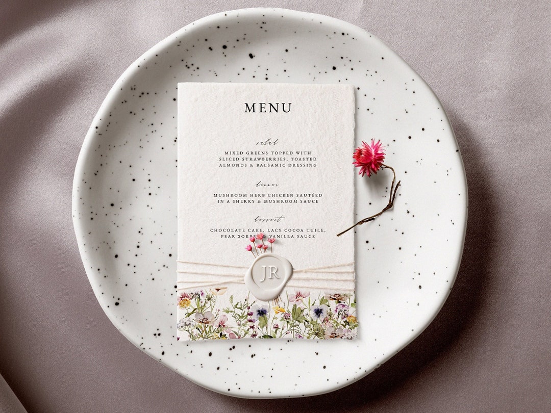 Wildflower Wedding Menu Template, Wedding Menu, Floral Menu, Printable ...