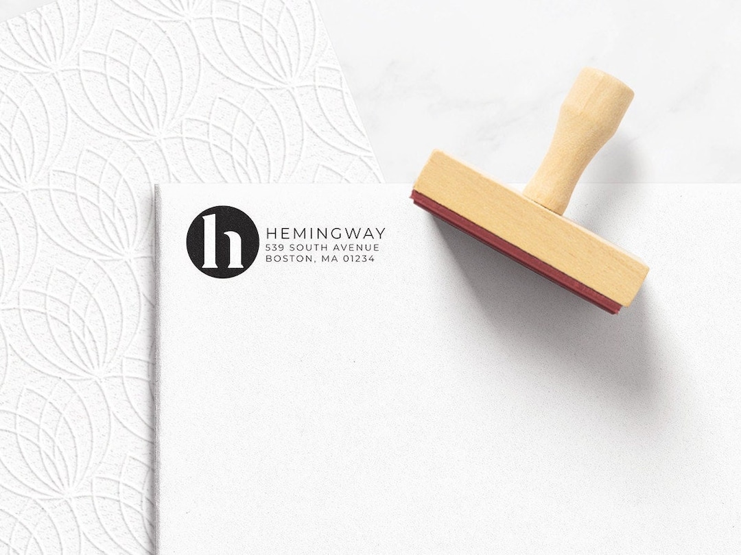 Custom Monogram Return Address Stamp, Wood Mounted Rubber Stamp - Etsy