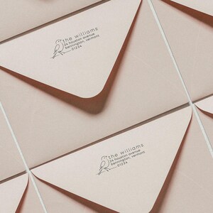 Custom Bird Line Art Return Address Stamp, Wood Mounted Rubber Address ...