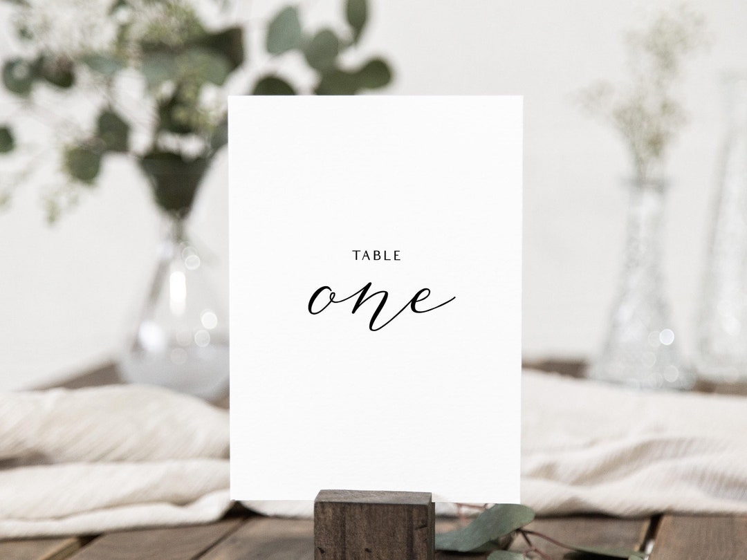 Script Table Number Template Classic Romantic Printable Wedding Table ...