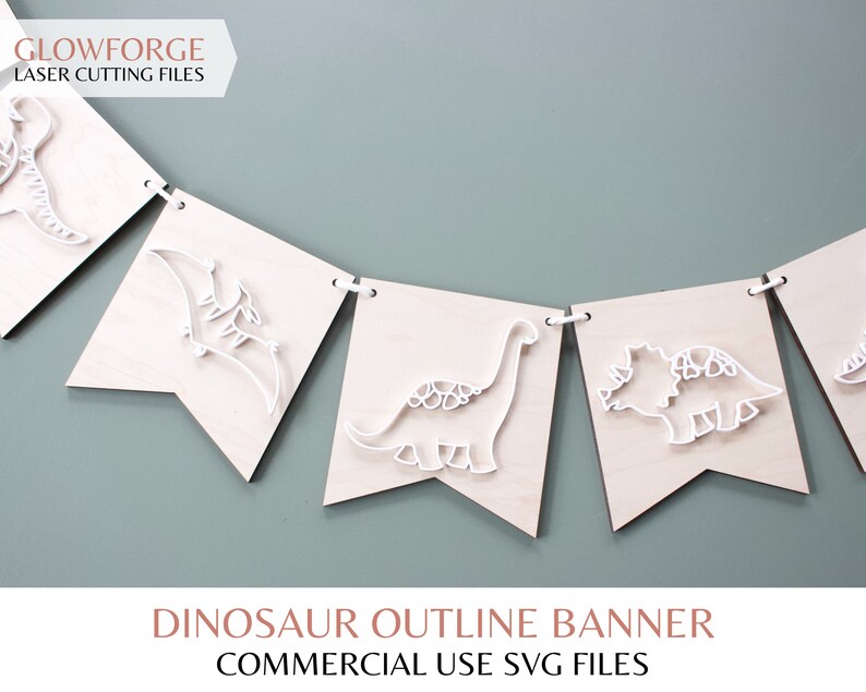 SVG Dinosaur Pennant Banner Birthday Party Decor Wood - Etsy