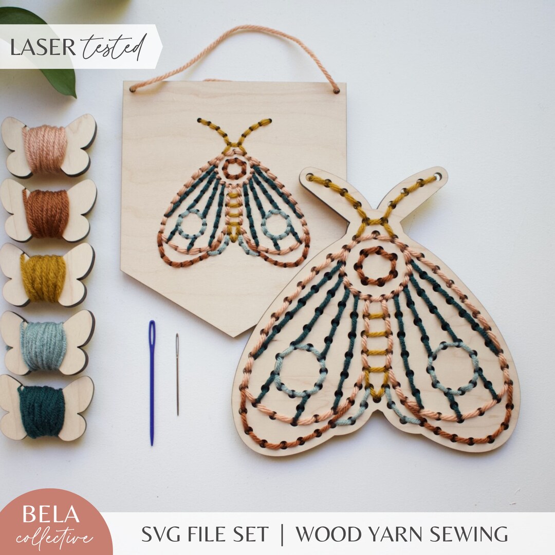 SVG Moth Yarn Sewing Pattern for Laser Cutting | My First Embroidery ...