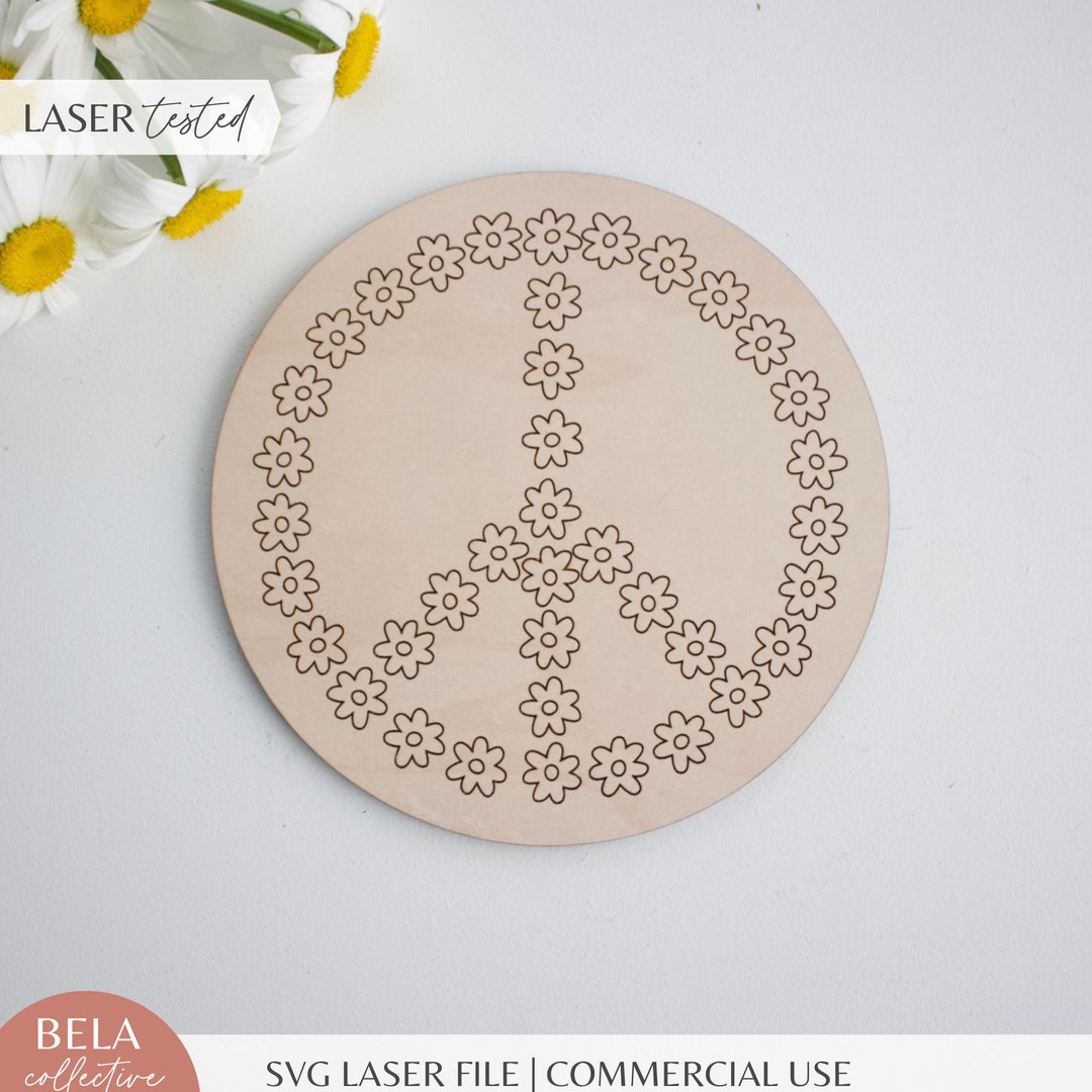 SVG Daisy Peace Sign | Engraved Laser Cut File | Girl Boho Wall Decor ...