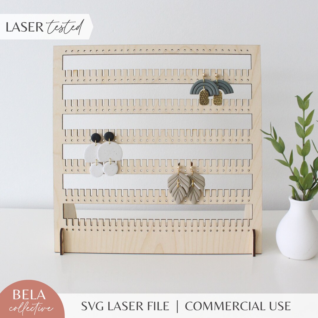 SVG Medium Bar Earring Display Stand, Laser Cut File for Glowforge ...