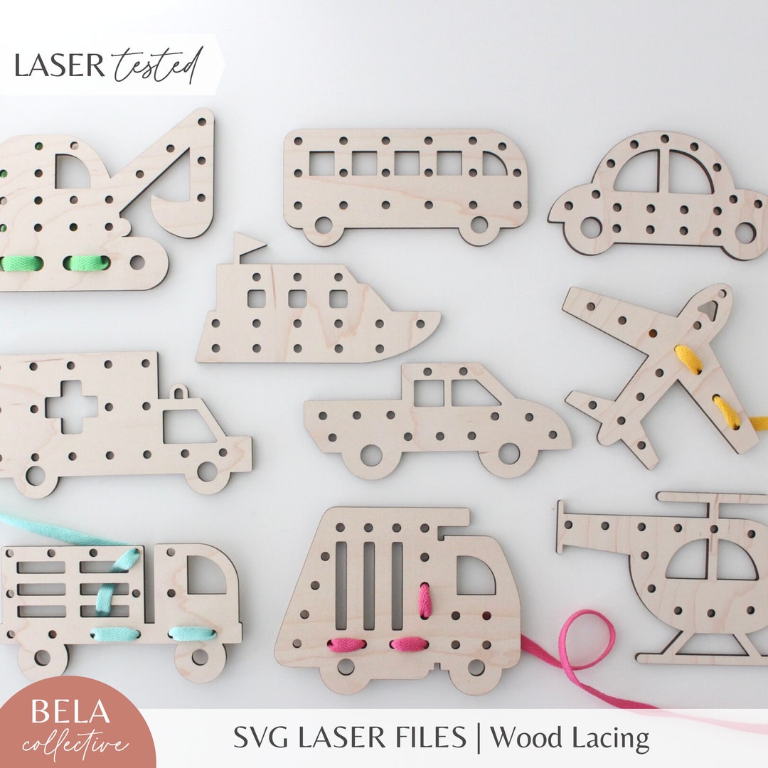 SVG Transportation Lacing Boards File Set for Laser Cutting, Glowforge ...