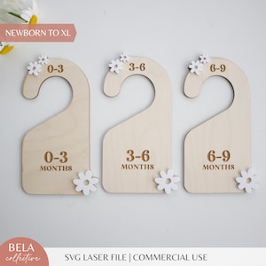 SVG Set of 16 Daisy Baby Closet Dividers | Months 0-24, 2T-XL | Boho ...