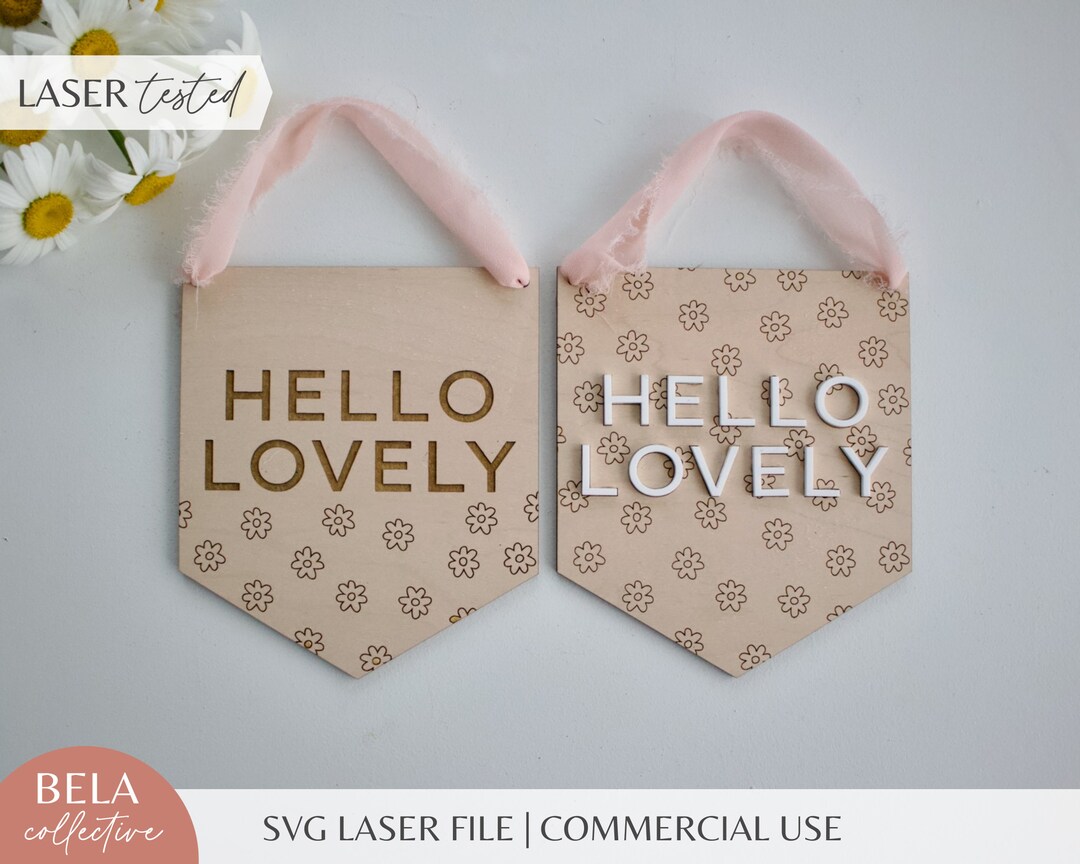 SVG Daisy Hello Lovely Engraving and Scoring Baby Nursery - Etsy