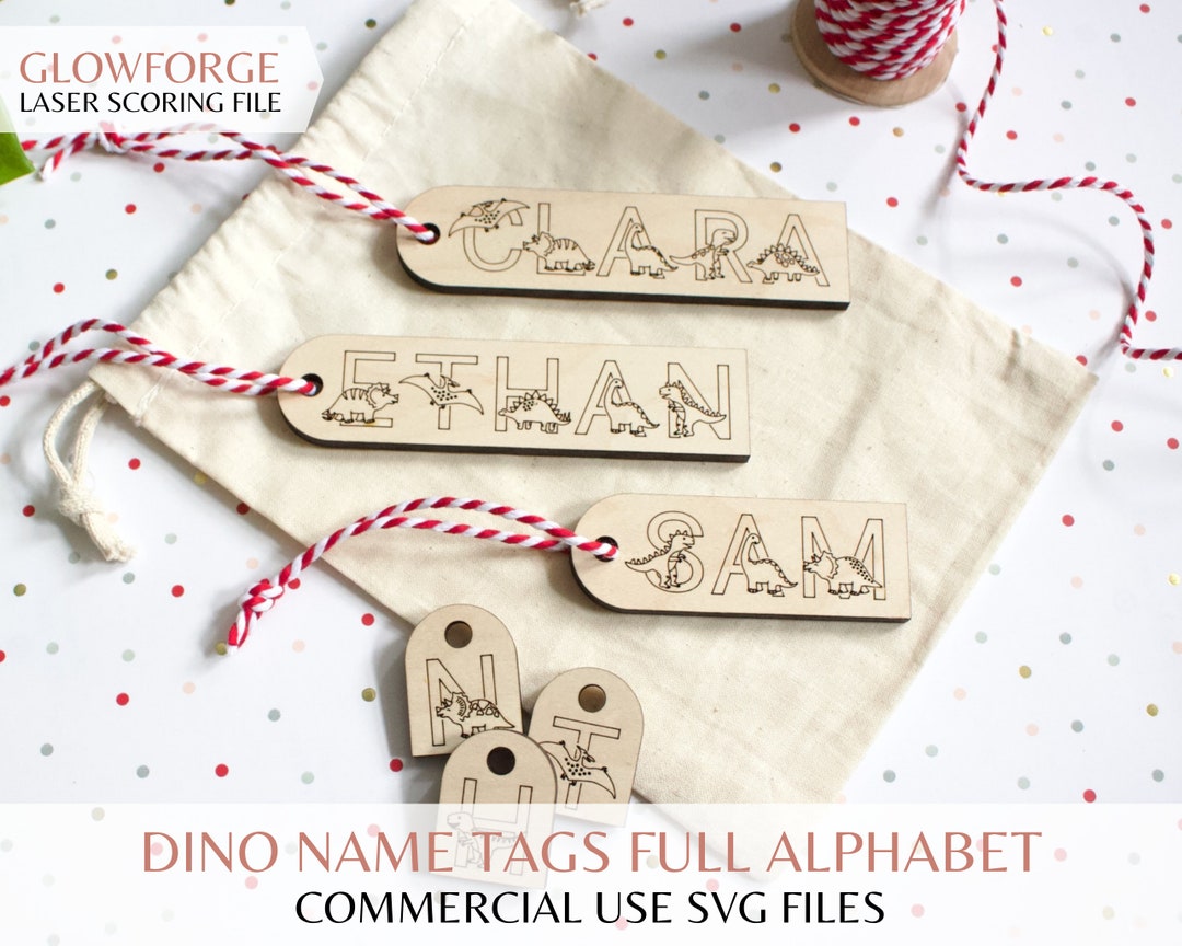 SVG Dinosaur Mini Name Tags Wood Party Favor Bag Tag Dino Birthday ...