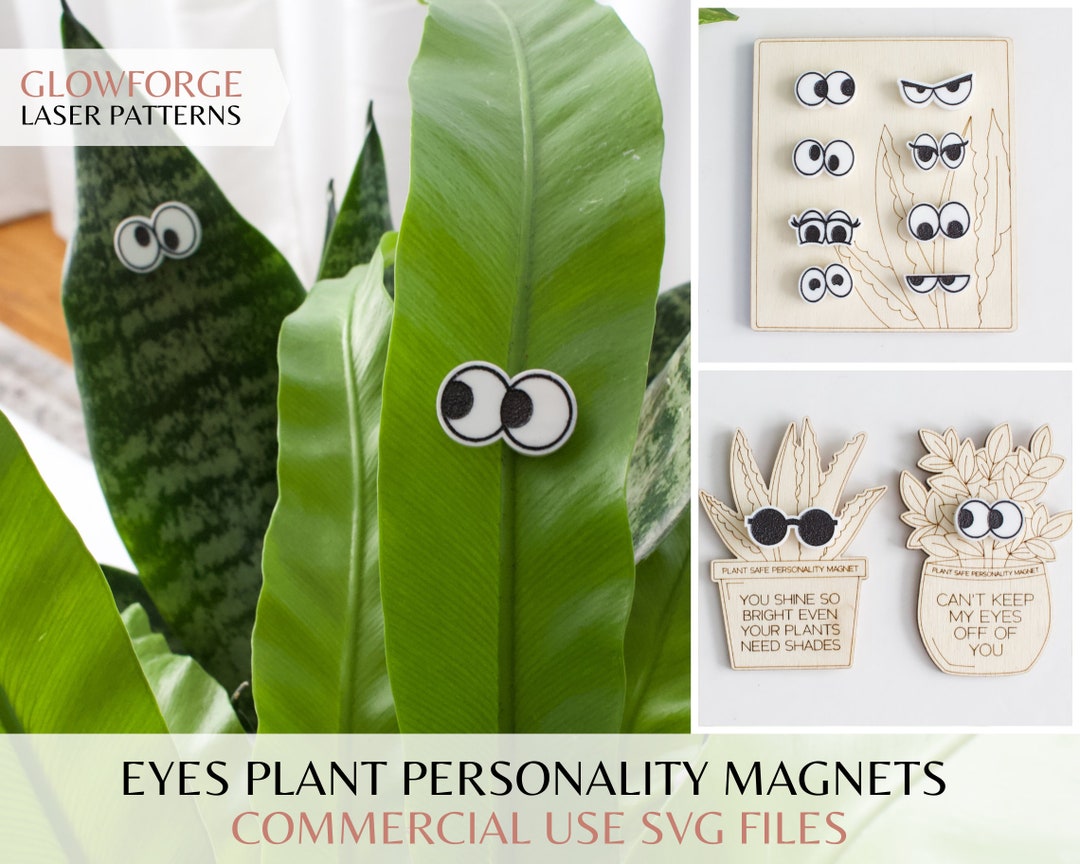 Googly Eyes SVG Files Plant Personality Magnet Set Glowforge - Etsy