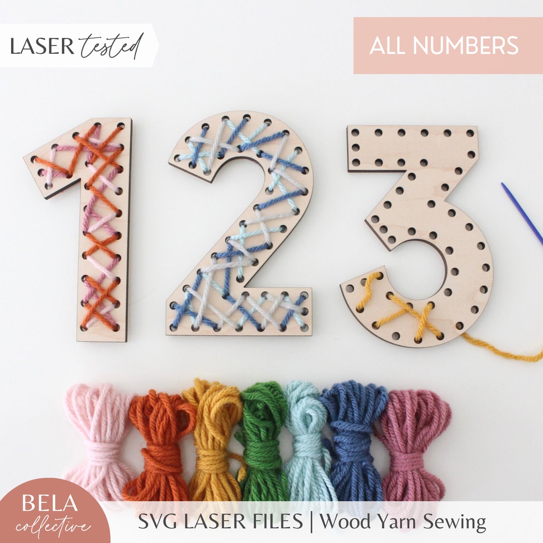 SVG Yarn Embroidery Numbers Sewing Set for Laser Cutting, Kids First ...