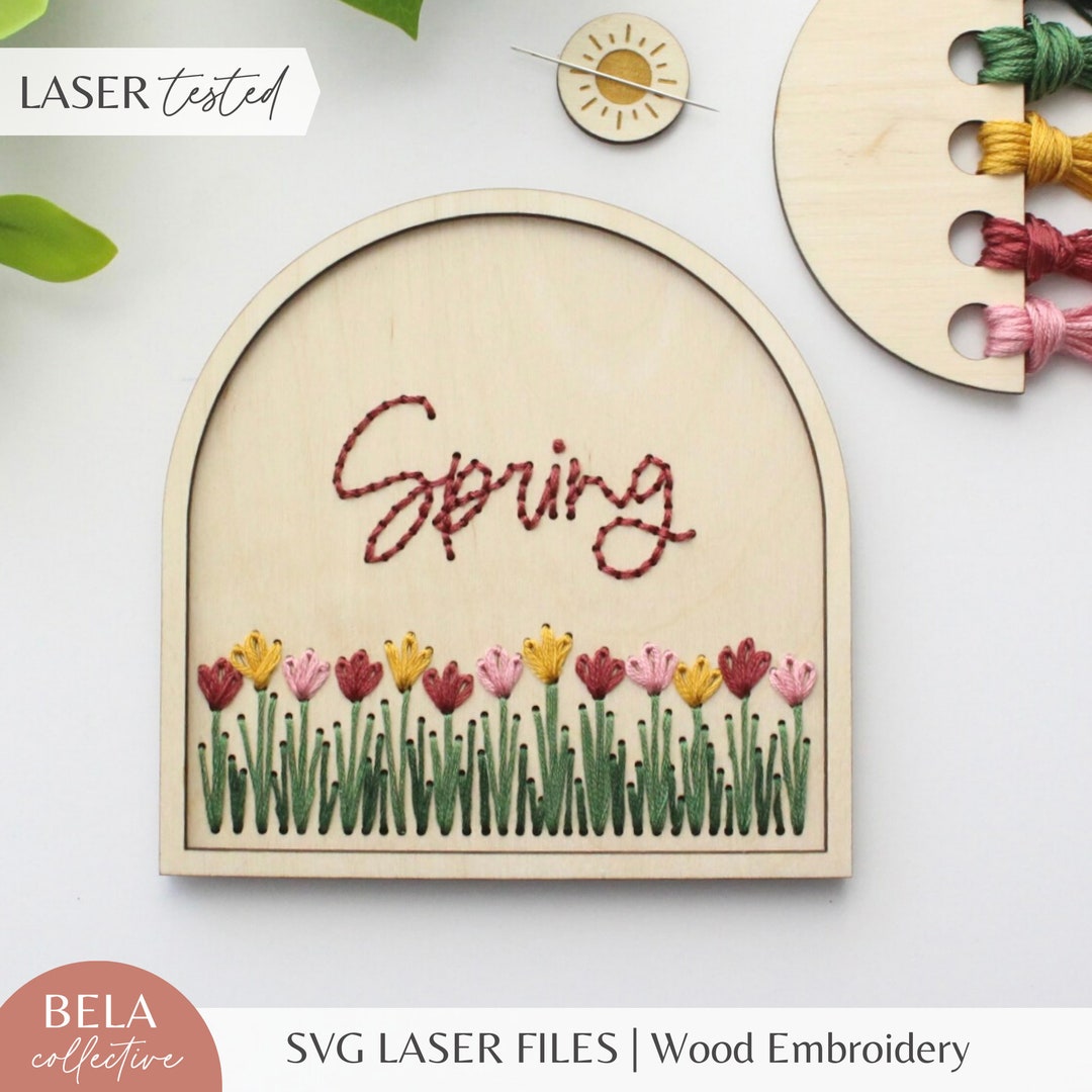 SVG Spring Tulip Embroidery Pattern for Laser Cutting, Glowforge ...