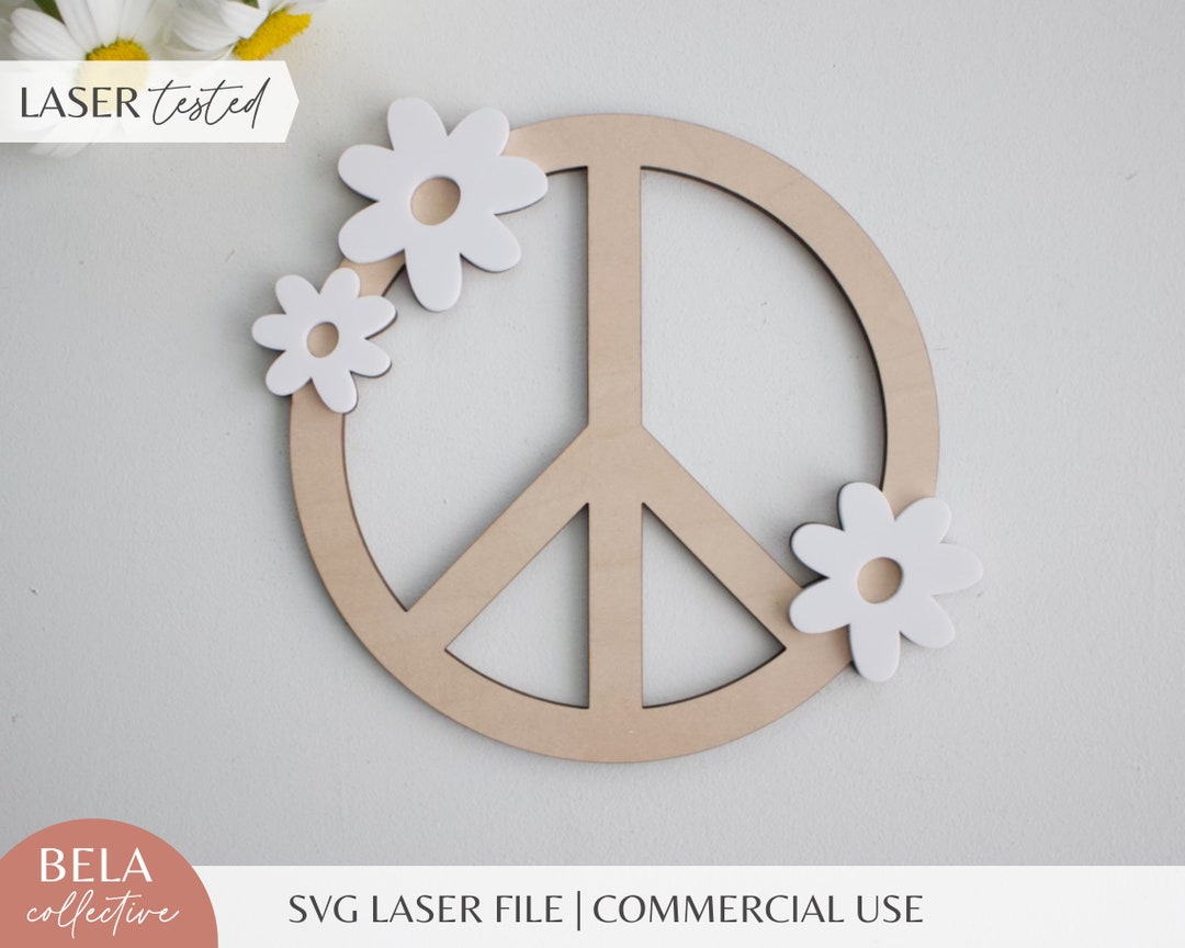 SVG Daisy Peace Sign Laser Cutout Shape File Girl Boho - Etsy