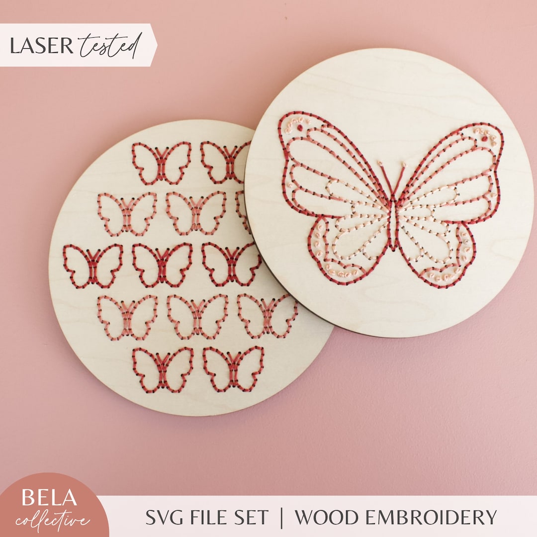 SVG Butterfly Embroidery Patterns for Laser Cutting, Glowforge Beginner Project Kit Cut File ...