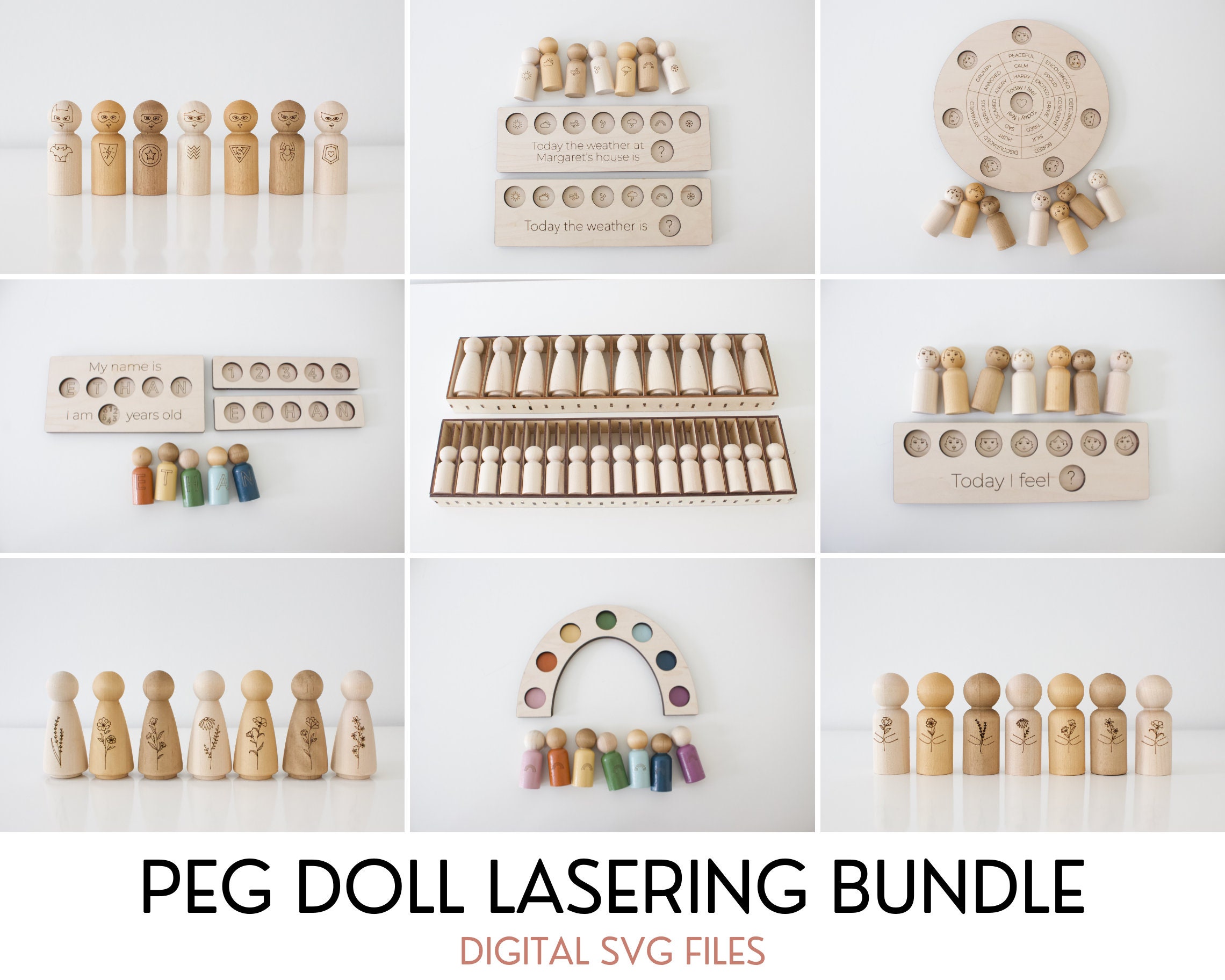 Peg Doll Lasering Bundle SVG Digital Files for Laser - Etsy