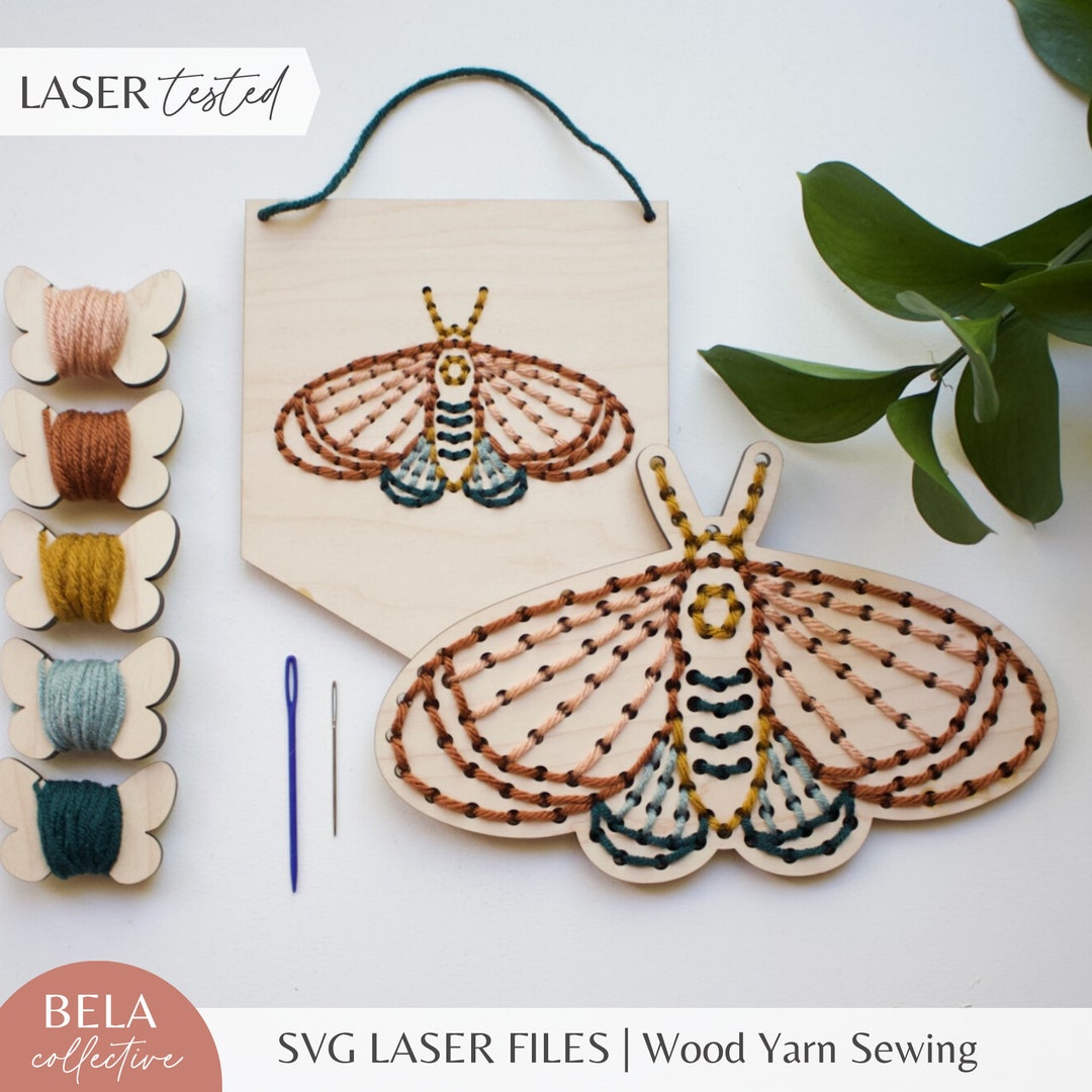 SVG Moth Yarn Sewing Pattern for Laser Cutting | My First Embroidery ...