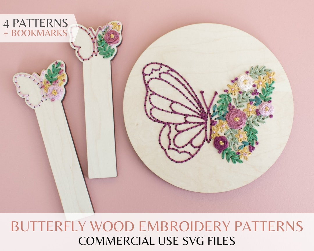 SVG Butterfly Embroidery Patterns for Laser Cutting Glowforge - Etsy