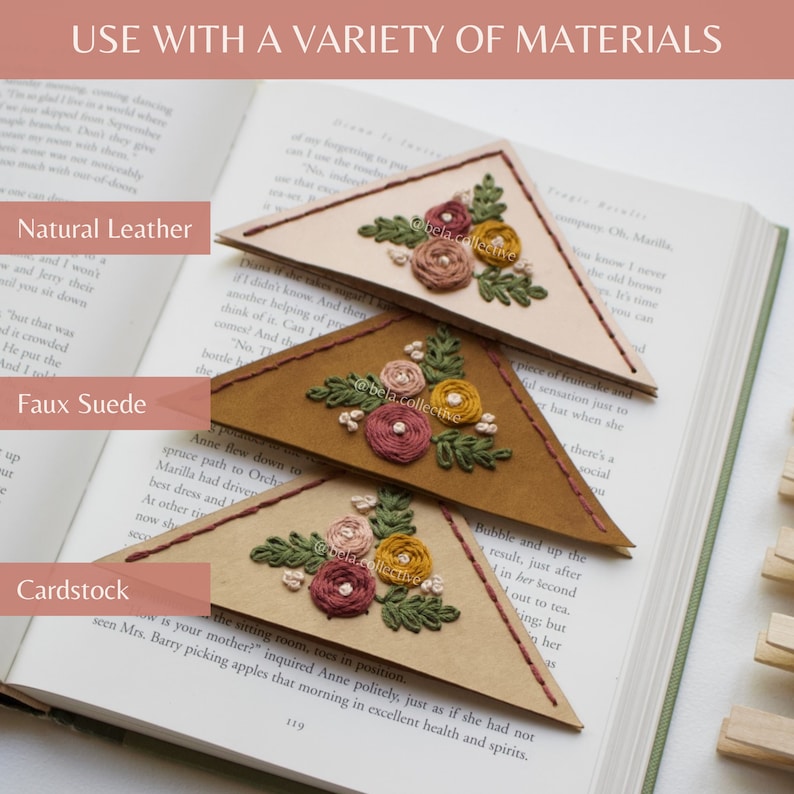 SVG Set of Embroidery Bookmarks | Cricut and Laser Cutting File | Suede ...