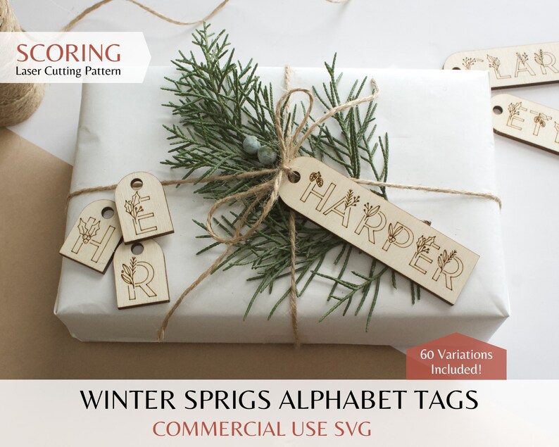 SCORING Winter Sprigs Gift Tag SVG Files | Glowforge Laser Cutting Wood ...