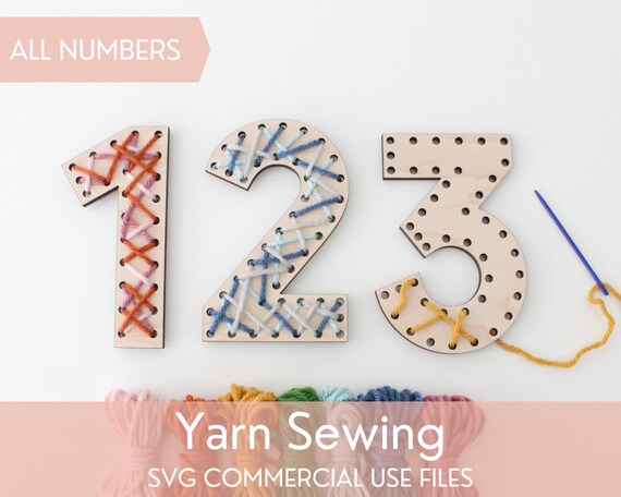 SVG Yarn Embroidery Numbers Sewing Set for Laser Cutting Kids | Etsy