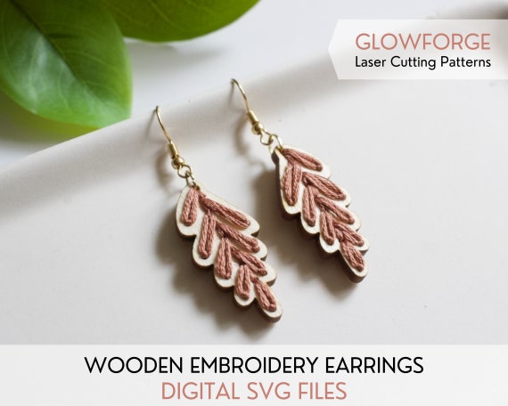 SVG Leaflet Earring Embroidery Pattern for Laser Cutting - Etsy