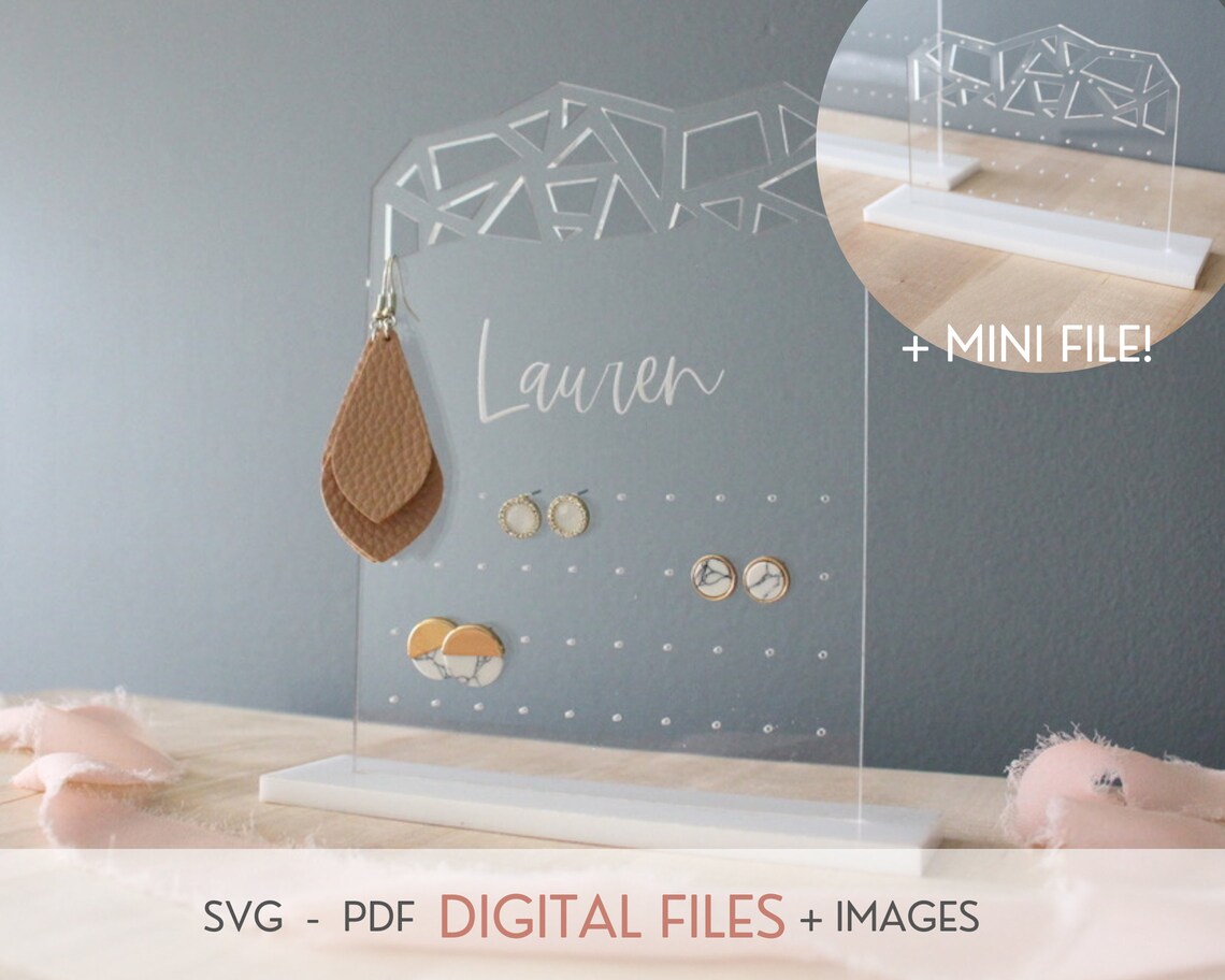 Geometric Earring Stand SVG Laser Cut File for Glowforge, Beginner ...