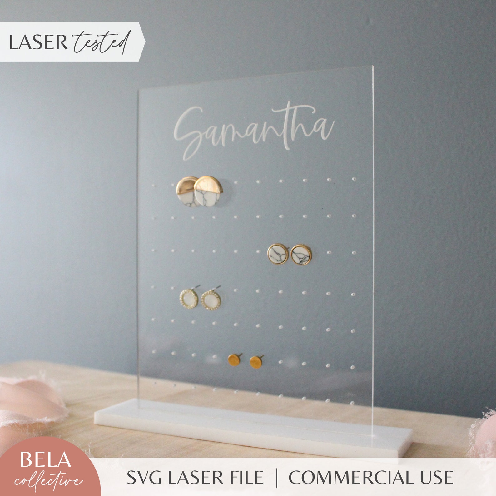 Minimalist Earring Stand SVG Laser Cut File for Glowforge, Beginner ...